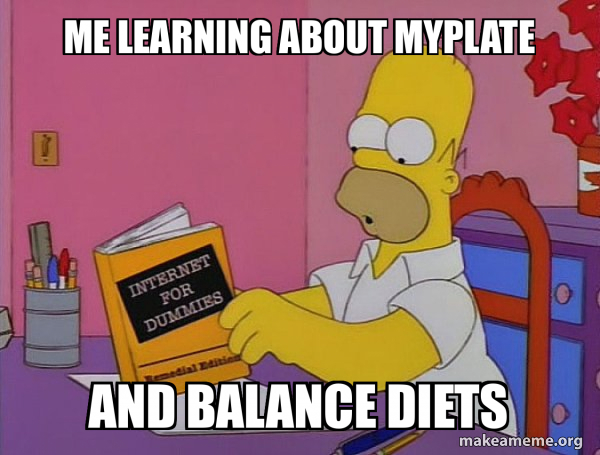 Me learning about MyPlate and balance diets - Internets Homer Meme ...