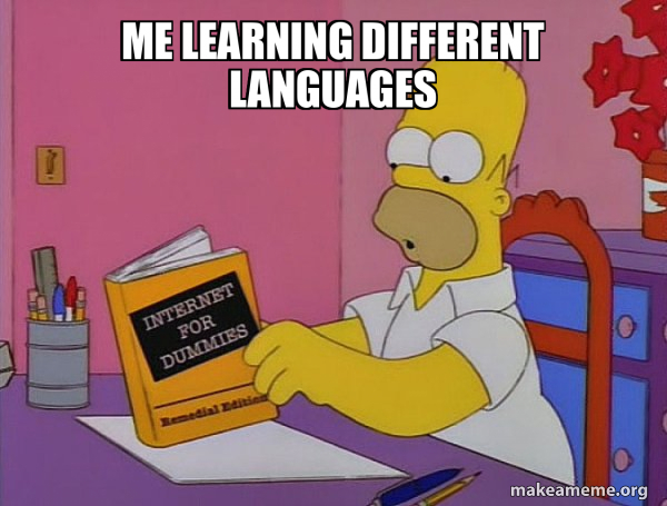 me learning different languages - Internets Homer Meme Generator