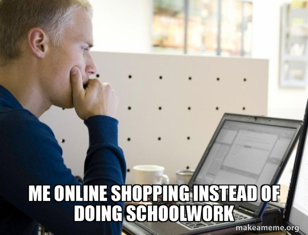 Me online shopping instead of doing schoolwork - Programmer Meme Generator