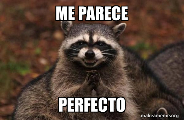 ME PARECE PERFECTO - Evil Plotting Raccoon Meme Generator