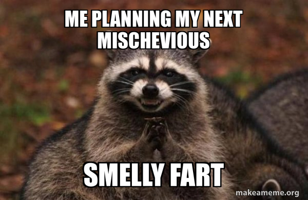 me planning my next mischevious SMELLY FART - Evil Plotting Raccoon Meme Generator