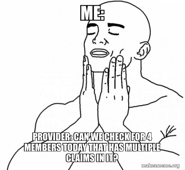 Me: Provider: Can we check for 4 members today that has multiple claims ...