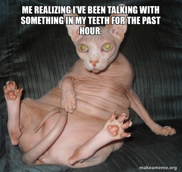 Me realizing I’ve been talking with something in my teeth for the past ...