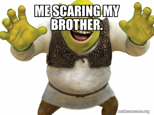 Me scaring my brother. - Shrek Meme Generator