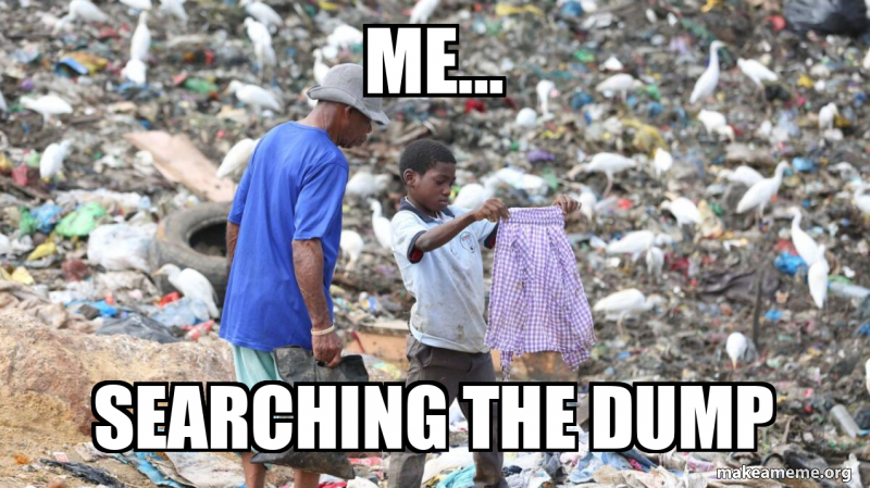 ME... SEARCHING THE DUMP Meme Generator