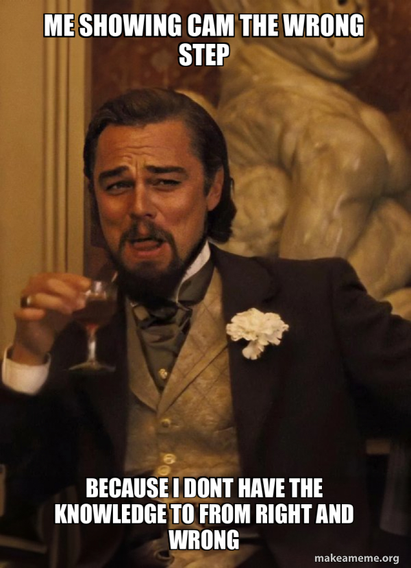 Me showing cam the wrong step Because i dont have the knowledge to from ...