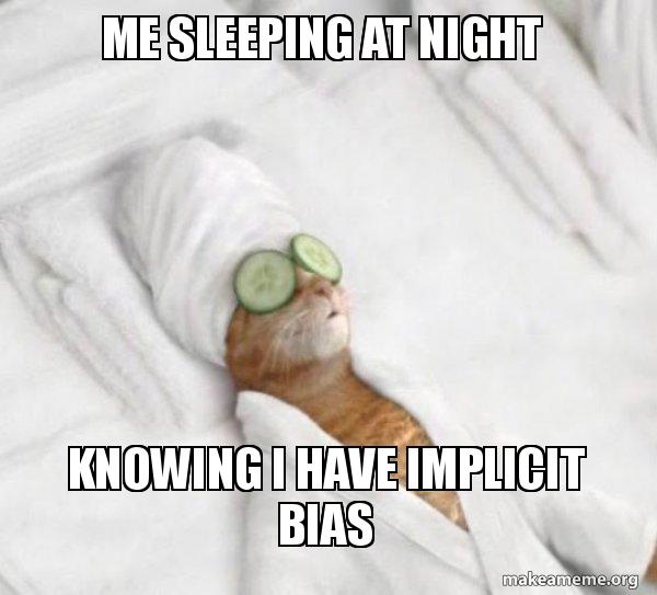 Me sleeping at night Knowing I have implicit bias - Pampered Cat Meme ...