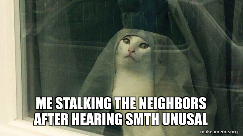 ME STALKING THE NEIGHBORS AFTER HEARING SMTH UNUSAL Meme Generator
