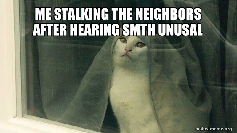 Me stalking the neighbors after hearing smth unusal Meme Generator