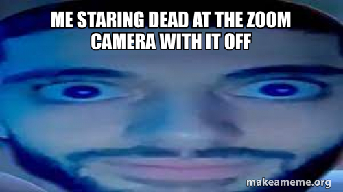 me staring dead at the zoom camera with it off Meme Generator