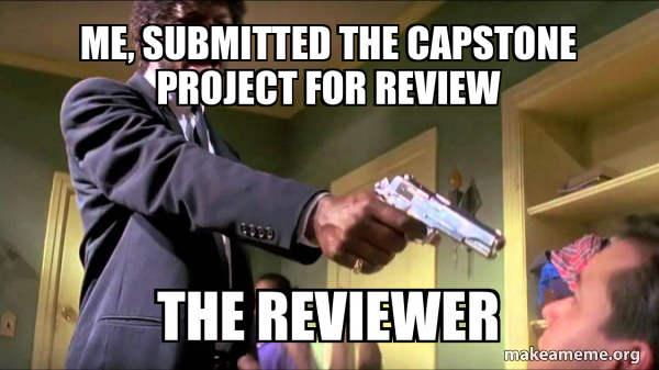 Me, submitted the capstone project for review The reviewer - Samuel L ...