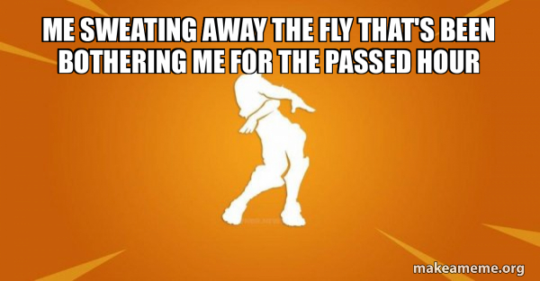 me sweating away the fly that's been bothering me for the passed hour ...