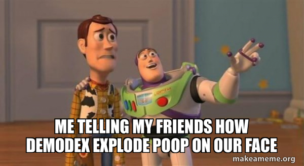 Me telling my friends how demodex explode poop on our face - Buzz and ...