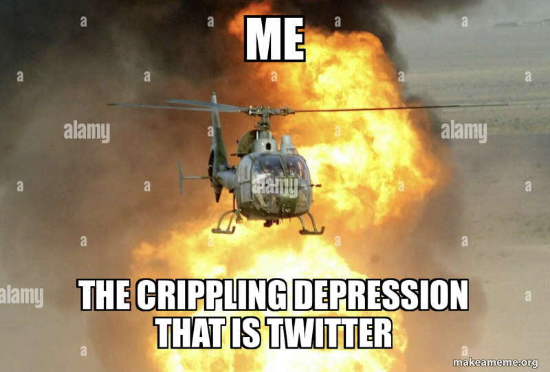 Me The crippling depression that is twitter Meme Generator