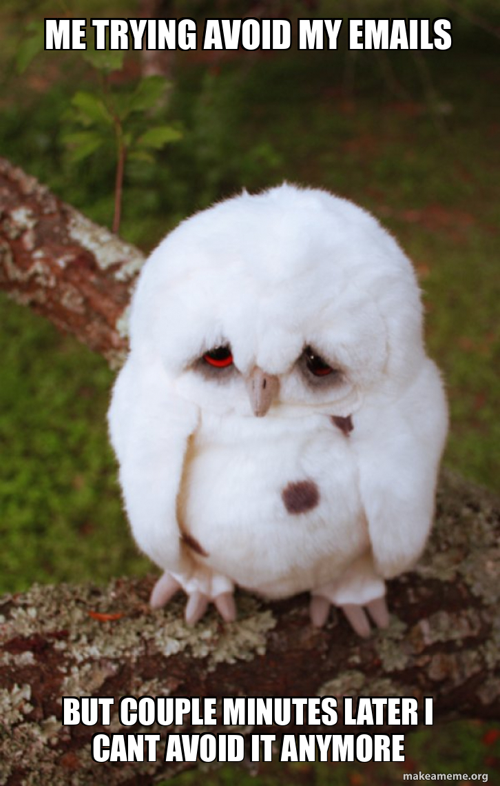 Me trying avoid my emails But couple minutes later I cant avoid it ...