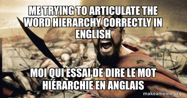 Me trying to articulate the word hierarchy correctly in english Moi qui ...