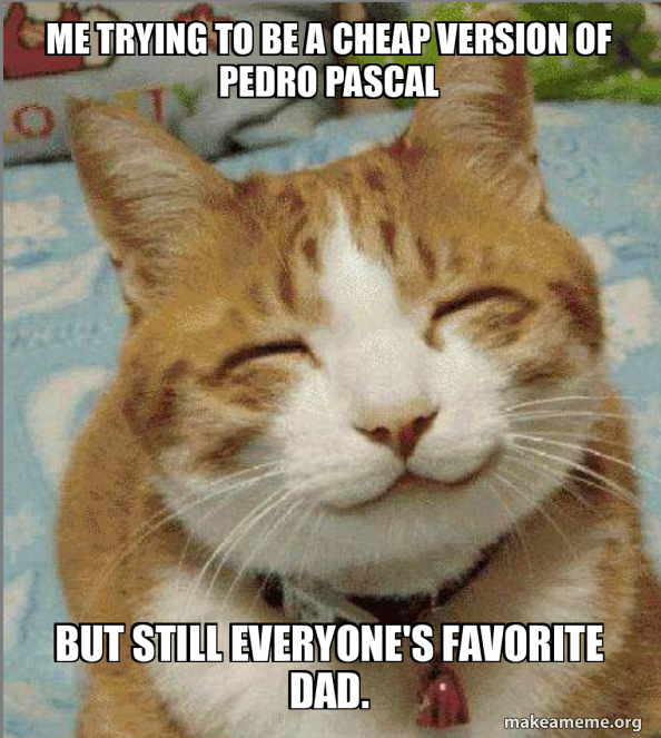 Me trying to be a cheap version of Pedro Pascal but still everyone's ...