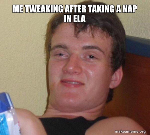 Me tweaking after taking a nap in ELA - [10] guy Meme Generator