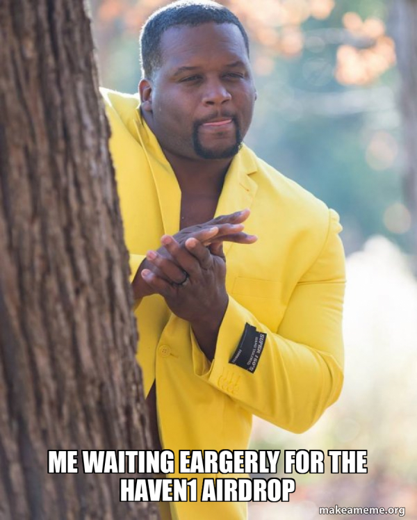 Me waiting eargerly for the Haven1 Airdrop - Anthony Adams in Yellow ...