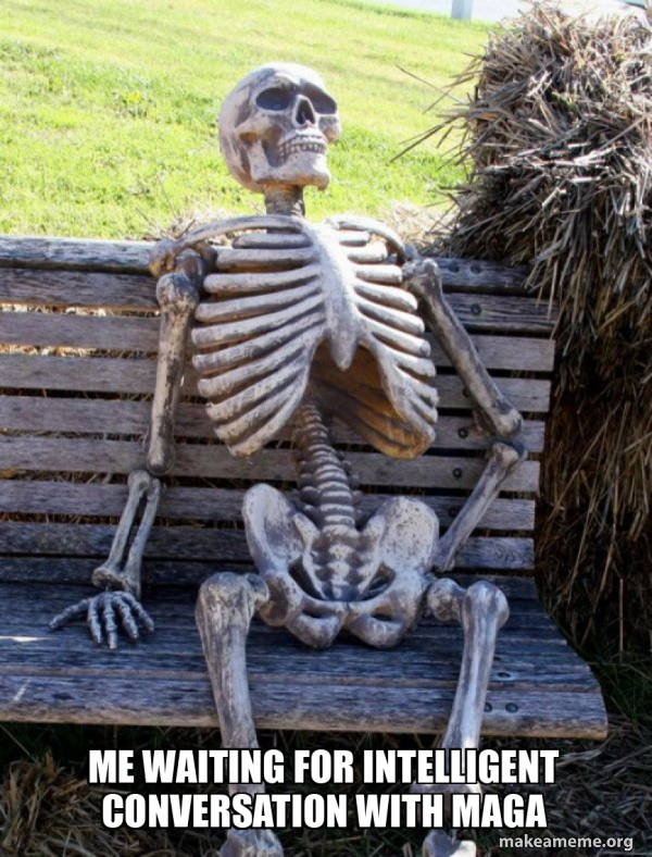 me waiting for intelligent conversation with maga - Waiting Skeleton ...