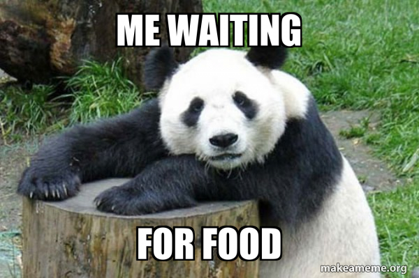 me waiting for food - Confession Panda Meme Generator