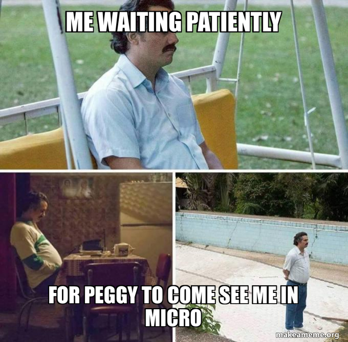 me waiting patiently for peggy to come see me in micro Meme Generator