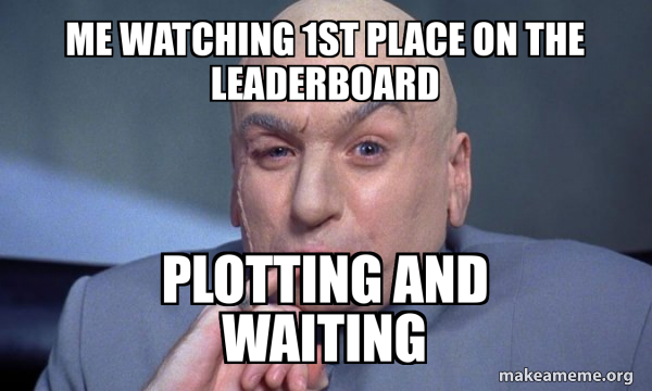 me watching 1st place on the leaderboard plotting and waiting - You ...