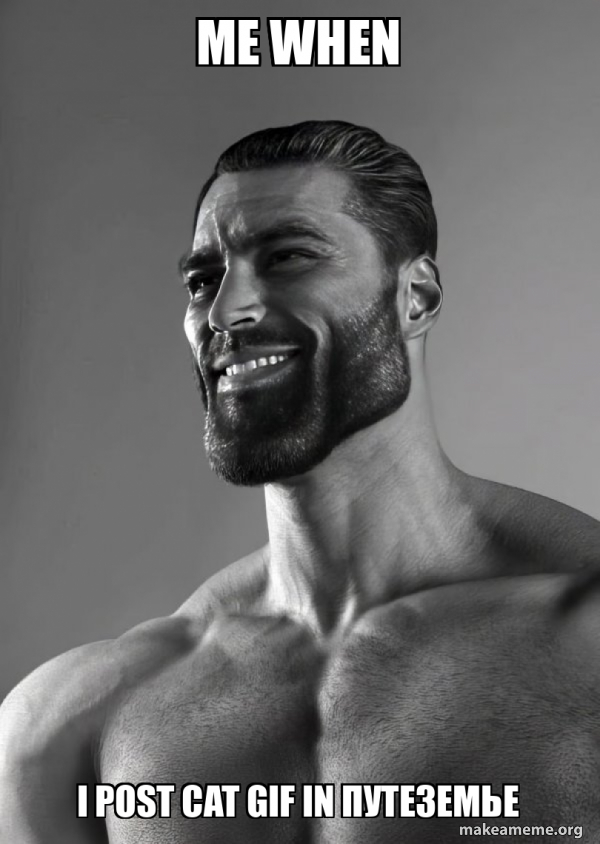 ME WHEN I POST CAT GIF IN ПУТЕЗЕМЬЕ - Gigachad Meme Generator