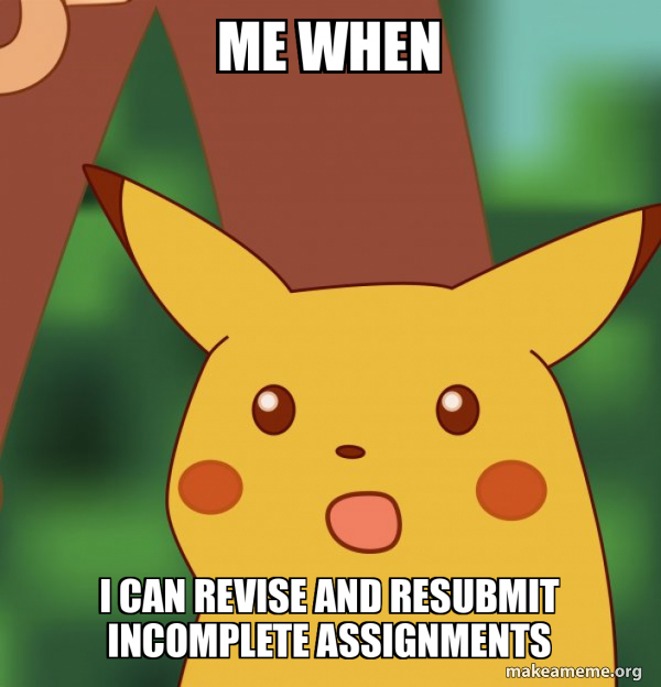 ME WHEN I CAN REVISE AND RESUBMIT INCOMPLETE ASSIGNMENTS - Surprised ...