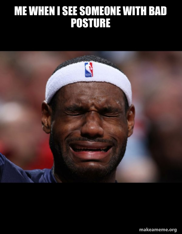 me when i see someone with bad posture - Lebron Crying Meme Generator