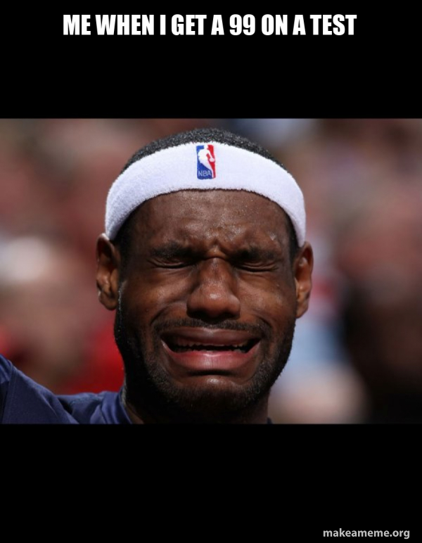 me when i get a 99 on a test - Lebron Crying Meme Generator