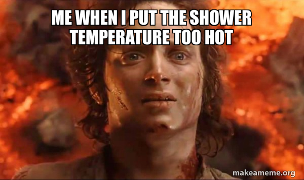 Me when i put the shower temperature too hot - Frodo it's over it's ...
