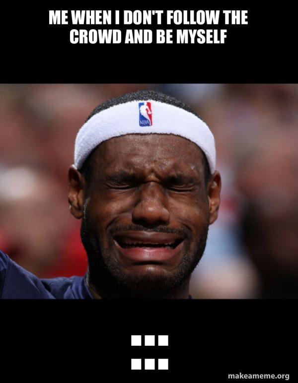 Me when I don't follow the crowd and be myself ::: - Lebron Crying Meme ...