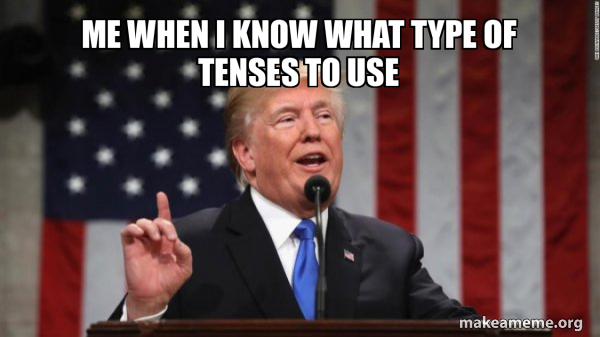 Me when I know what type of tenses to use - Donald Trump Meme Generator