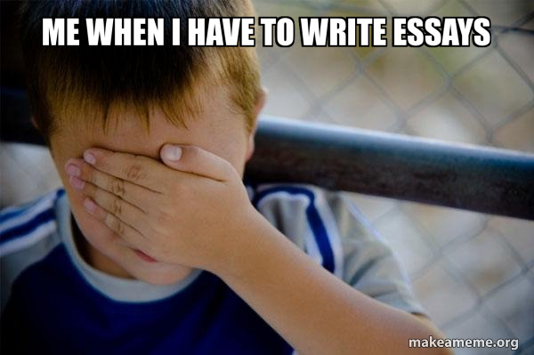 Me when I have to write essays - Confession Kid Meme Generator