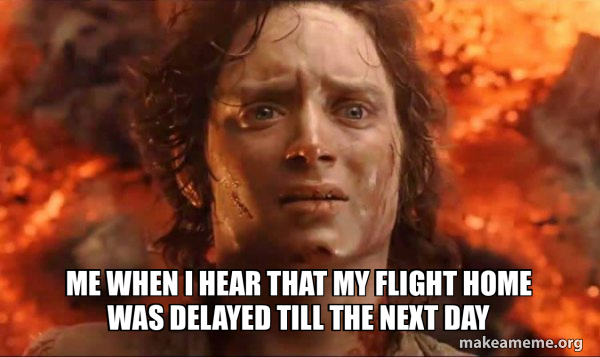 Me when I hear that my flight home was delayed till the next day ...