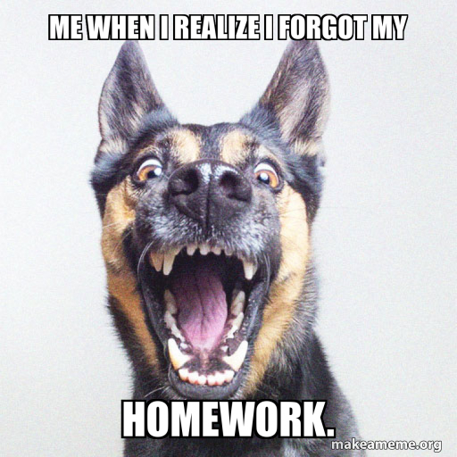 me when i realize i forgot my homework. Meme Generator