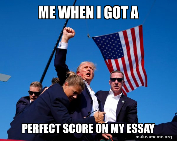 me when i got a perfect score on my essay - Trump Fist Meme Generator