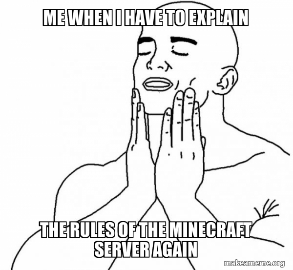 me when i have to explain the rules of the minecraft server again ...