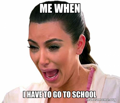 me when I have to go to school Meme Generator