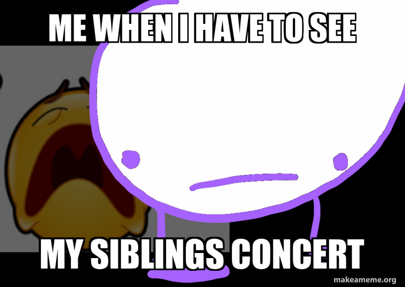 Me when i have to see my siblings concert Meme Generator