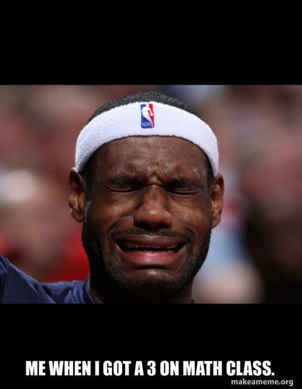 Me when i got a 3 on math class. - Lebron Crying Meme Generator