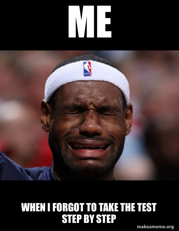 Me When I forgot to take the test step by step - Lebron Crying Meme ...