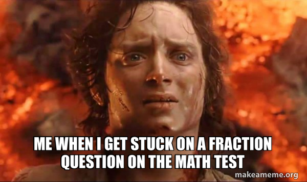 Me when I get stuck on a fraction question on the math test - Frodo it ...