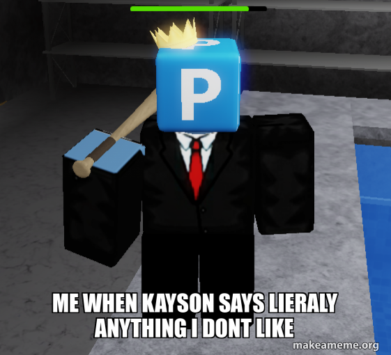 me when kayson says lieraly anything i dont like Meme Generator