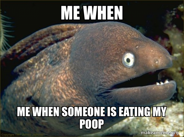 Me when Me when someone is eating my poop - Bad Joke Eel Meme Generator