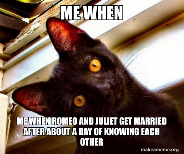 me when me when romeo and juliet get married after about a day of ...