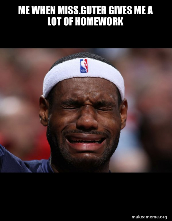 me when miss.guter gives me a lot of homework - Lebron Crying Meme ...