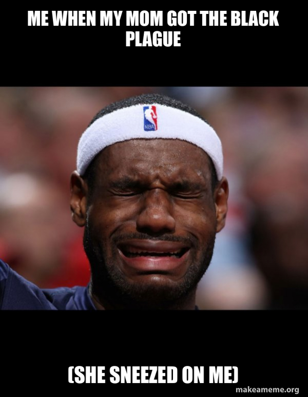 Me when my mom got the black plague (She sneezed on me) - Lebron Crying Meme Generator