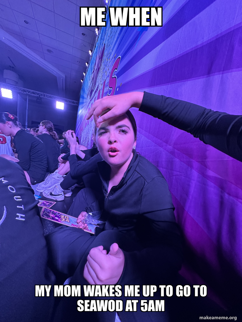 me when my mom wakes me up to go to seawod at 5am Meme Generator